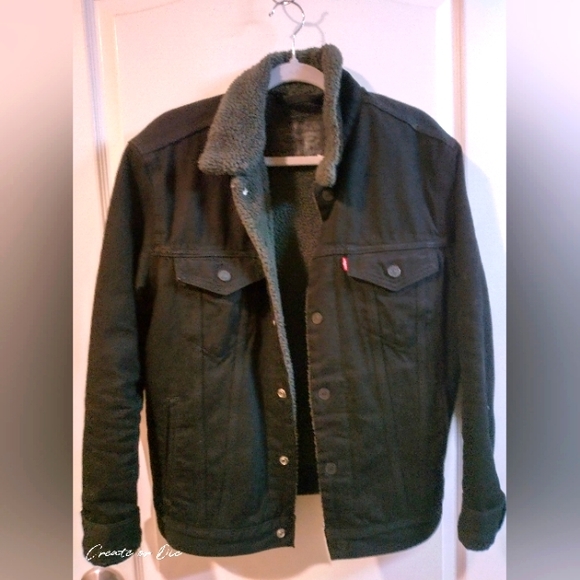 Levi's | Jackets & Coats | Brand New Levi Wool Black Denim Jacket ...